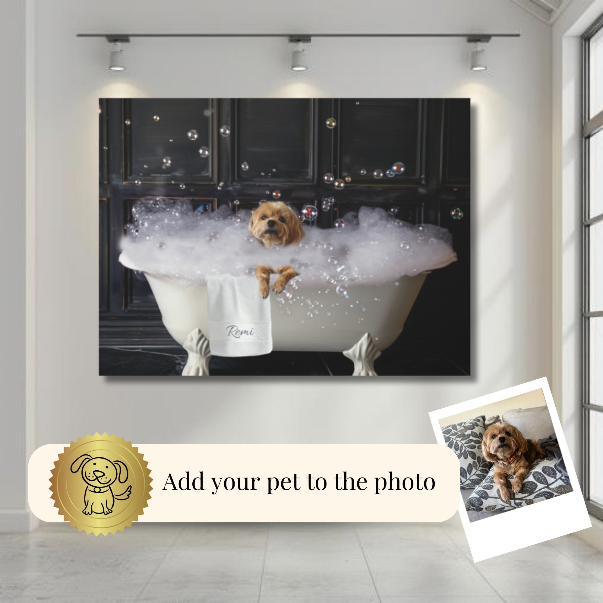 Custom Dog Art | Personalized Dog in Bath Art