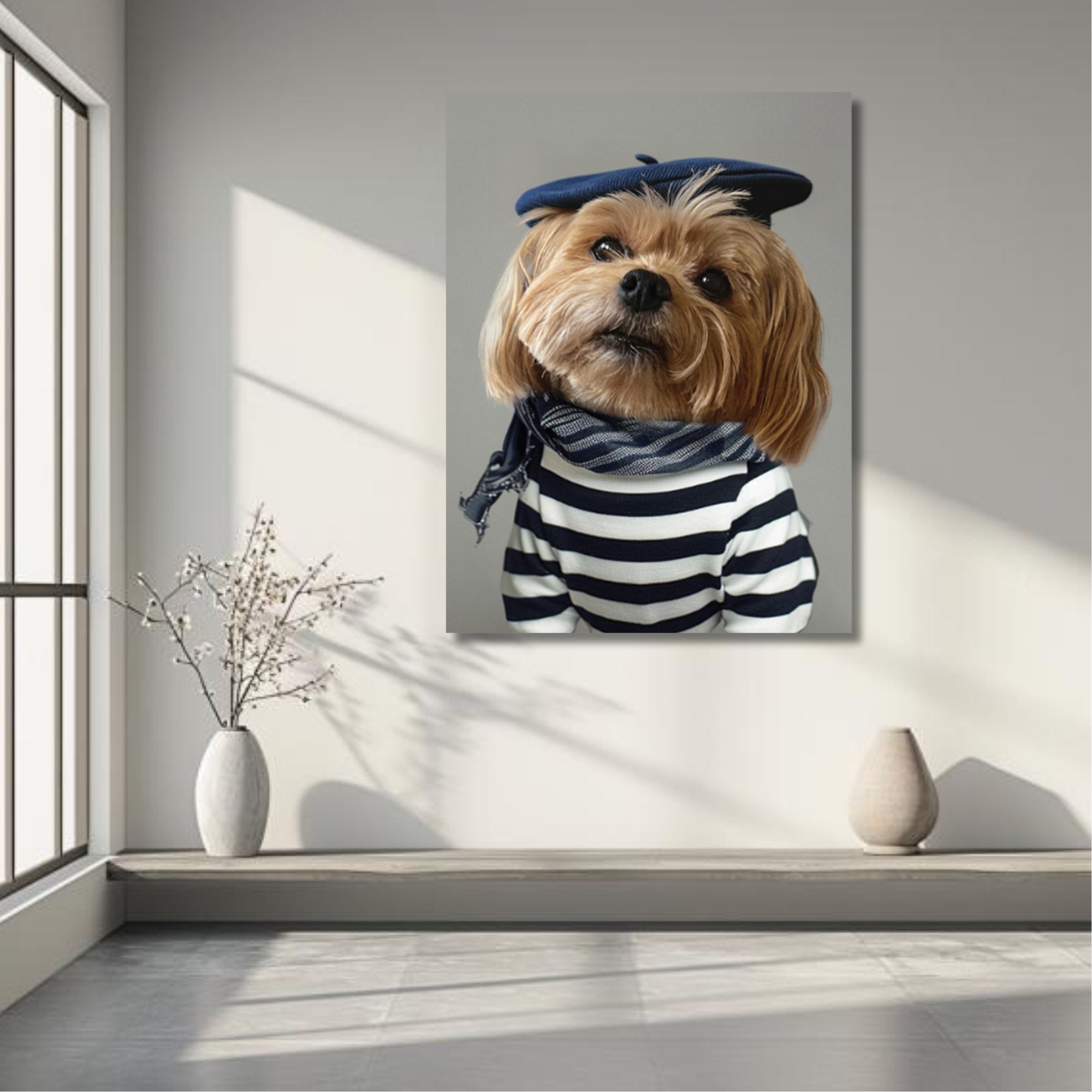 Custom Parisian Dog Portrait - Personalized Pet Art in Elegant Beret ...