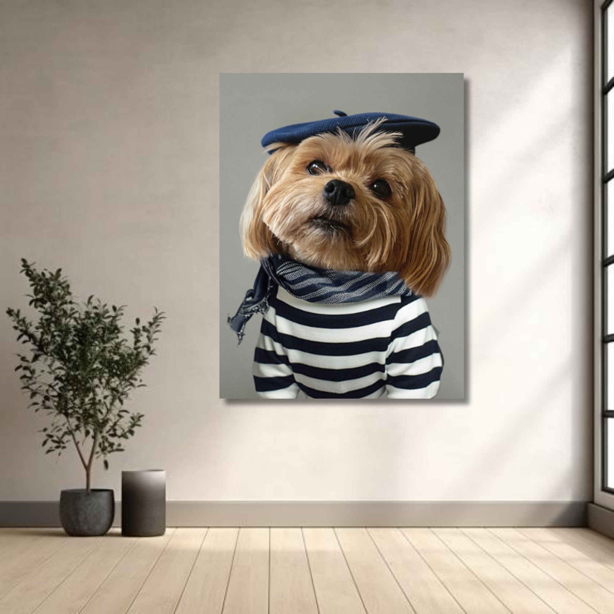 Custom Parisian Dog Portrait - Personalized Pet Art in Elegant Beret ...